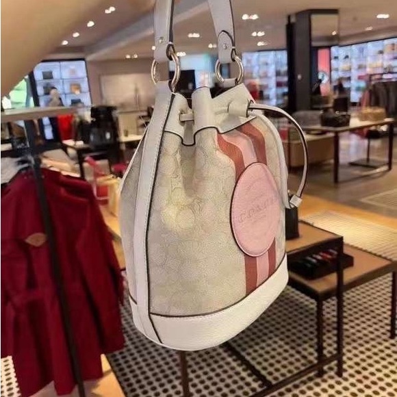 Coach | Bags | Coach Drawstring Bucket Bag In Signature Jacquard With ...